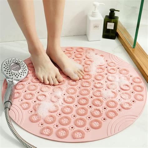 Tapis De Douche Antidérapant Rond À Surface Texturée Tapis De Bain
