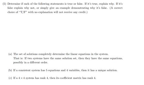 solved 5 determine if each of the following statements is