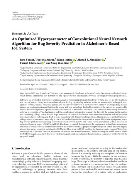 pdf an optimized hyperparameter of convolutional neural network algorithm for bug severity