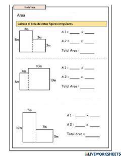Área de triángulos y cuadriláteros interactive worksheet Ejercicios