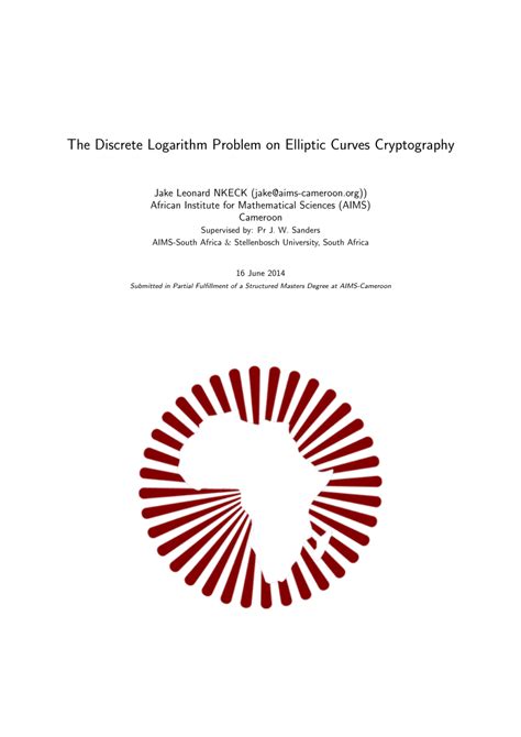 pdf the discrete logarithm problem on elliptic curves cryptography