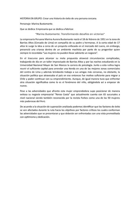 Historia De Un Emprendedor HISTORIA EN GRUPO Crear Una Historia De