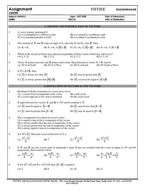 assignment vectors pdf pdf euclidean vector linear algebra