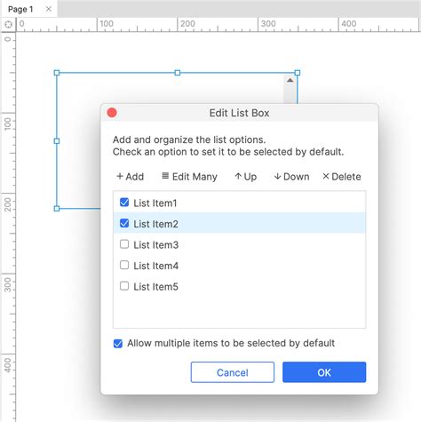 List Box Widgets Axure Docs