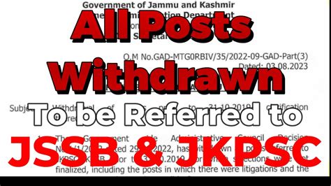 All Withdrawn Posts Referred To JKSSB JKPSC YouTube