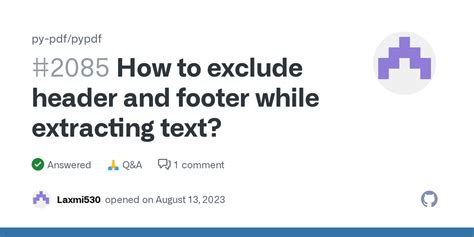 how to exclude header and footer while extracting text · py pdf pypdf · discussion 2085 · github