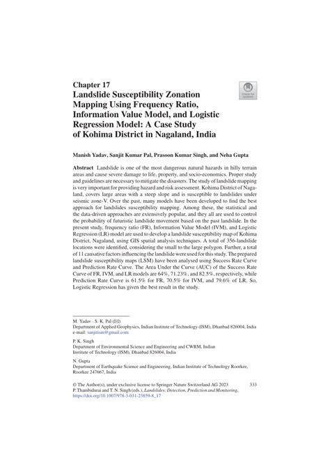 pdf landslide susceptibility zonation mapping using frequency ratio information value model