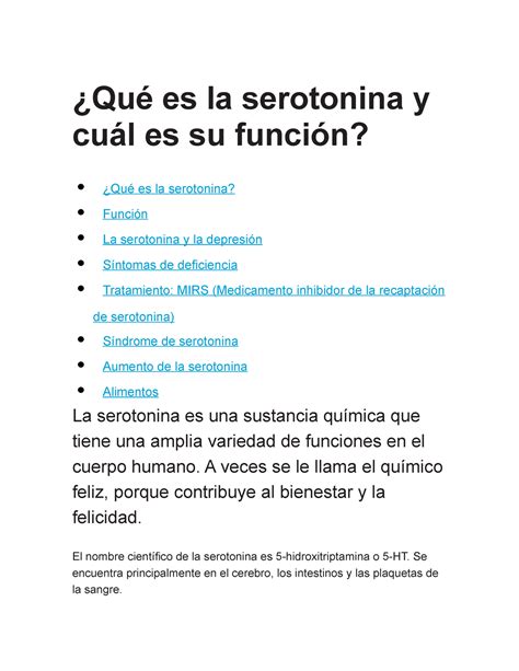 Qué es la serotonina y cuál es su función Qué es la serotonina y
