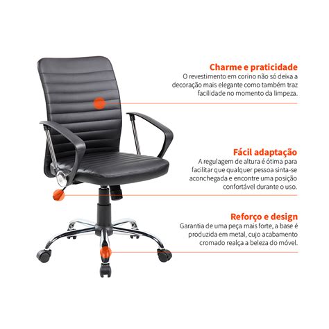 Cadeira De Escrit Rio Diretor Girat Ria Oslo Preta