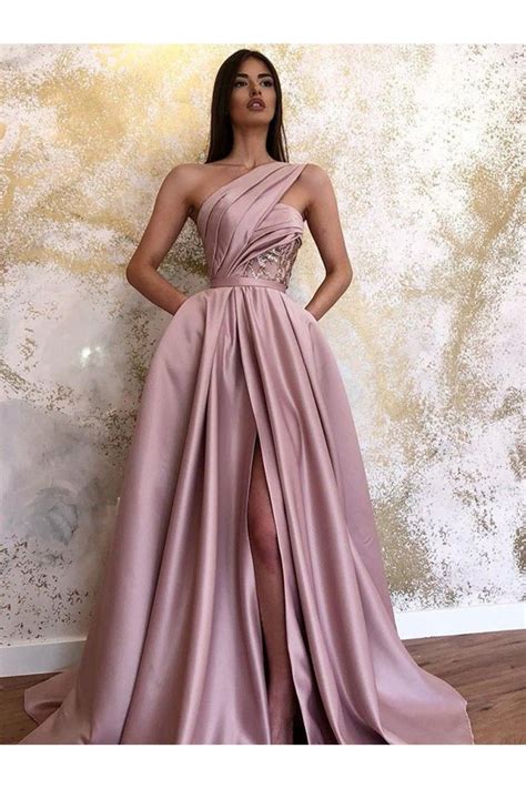 A Line One Shoulder Long Prom Dress Formal Evening Dresses 601737 In