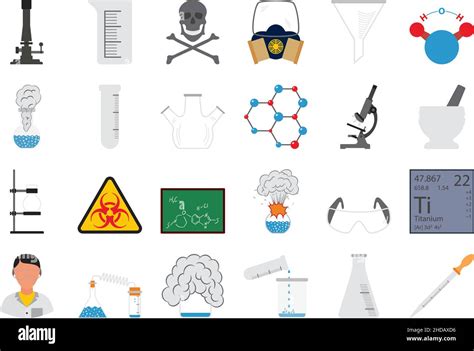 Chemistry Icon Set Flat Design Fully Editable Vector Illustration