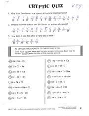 Answer Key Cryptic Quiz K E Why Does Beethoven Now Spend