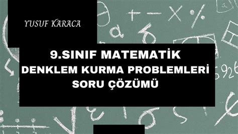Sinif Matemat K Denklem Kurma Problemler Soru Z M Youtube