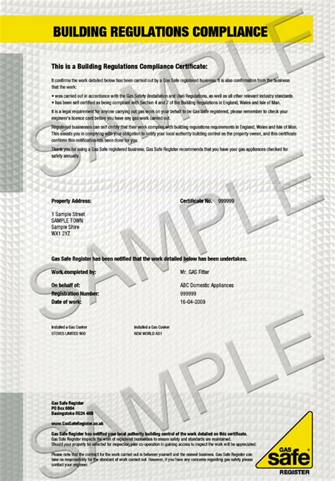 building compliance certificate london boiler company