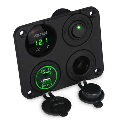Aliexpress Buy Car Switch Panel USB Dual Socket Led Voltmeter 12V