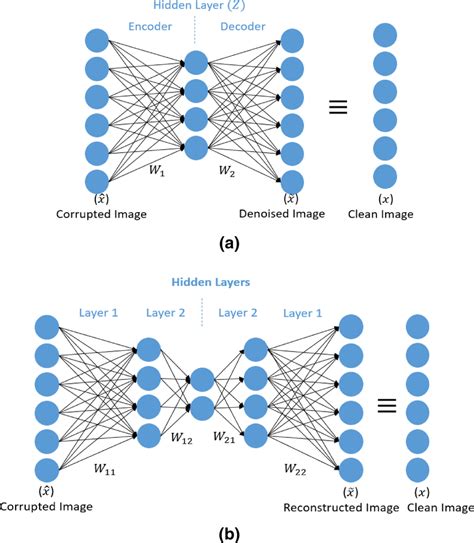 a shallow denoising autoencoder and b stacked denoising autoencoder download scientific