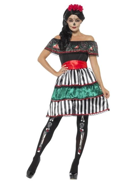 Déguisement dia de los muertos femme robe ceinture et bandeau chez