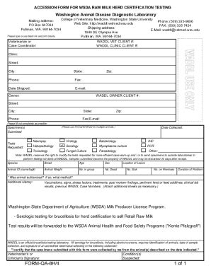 Fillable Online Fillable Online WADDL Accession Form Washington State