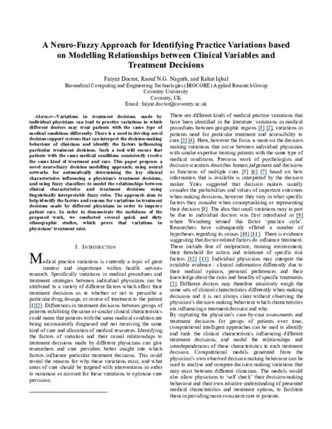 pdf a neuro fuzzy approach for identifying practice variations based on modelling