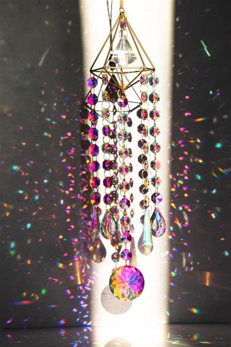 H D HYALINE DORA Crystal Suncatcher Wind Chimes Chandelier Aurora