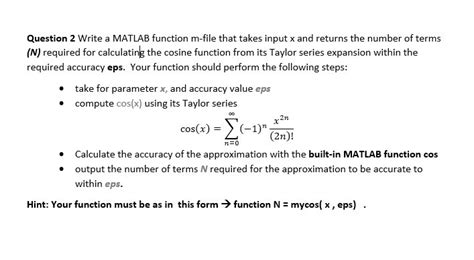 solved question 2 write a matlab function m file that takes