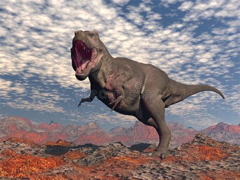 Tyrannosaurus Roaring At Triceratops D Render Stock Illustration