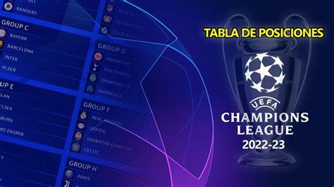 ᐅ Tabla posiciones EN VIVO Champions League 2022 2023 los 14