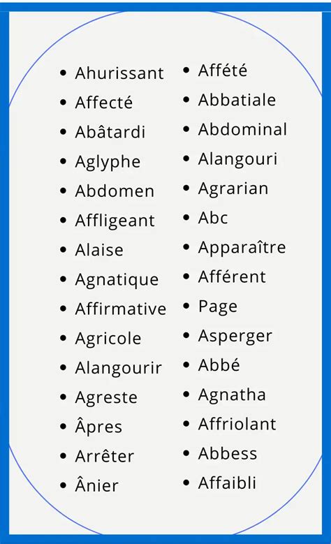 List Of French Words Starting With A French Words Word Schools