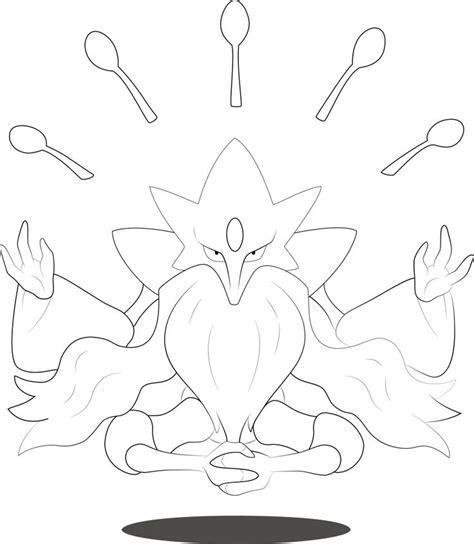 Mega Alakazam Line Art By Alcadeas1 Pokemon Art Line Art Art Tattoo