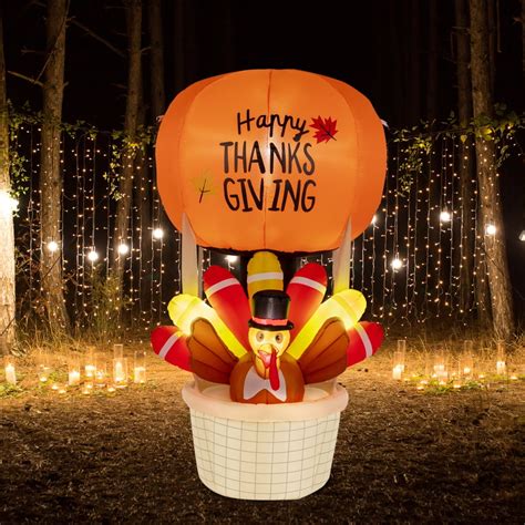 6 FT Thanksgiving Inflatable Turkey Blow Up Lighted Turkey Decor With