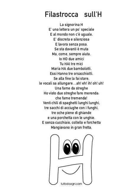 Filastrocca Sull H TuttoDisegni Filastrocche Insegnamento