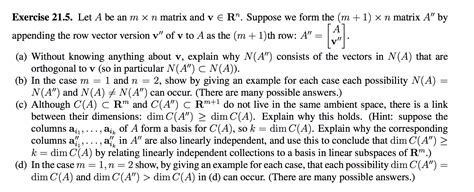 solved exercise 21 5 let a be an m × n matrix and v ∈ rn