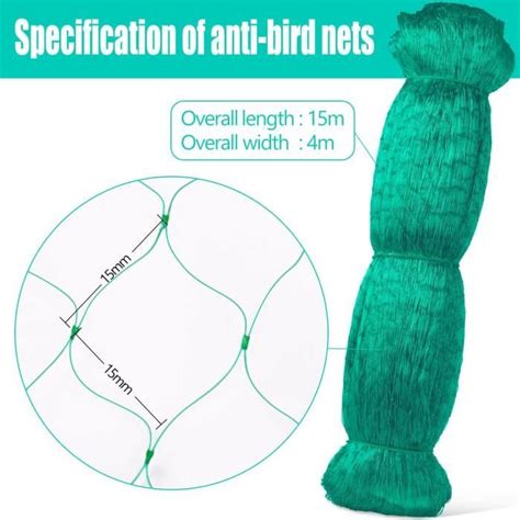 Filet Anti Oiseaux 4 15m Vert Jardin Oiseau Filet De Pour Plante