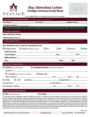 Fillable Online Vantage Account Fax Email Print PdfFiller