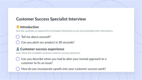 Customer Success Specialist Interview Template Fellow App