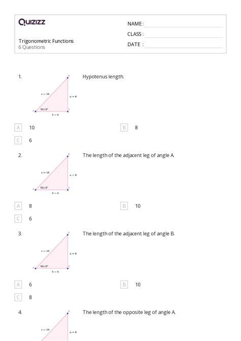 50 Trigonometric Functions Worksheets For 10th Year On Quizizz Free