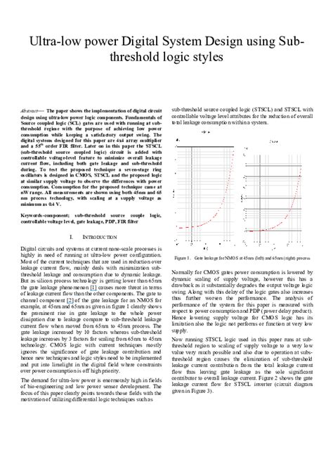 pdf ultra low power digital system design using sub threshold logic styles sajib roy
