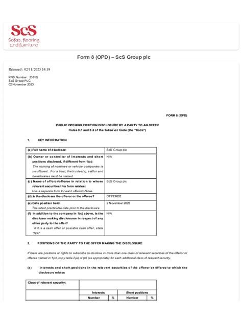 Fillable Online Form Opd Scs Group Plc Fax Email Print Pdffiller