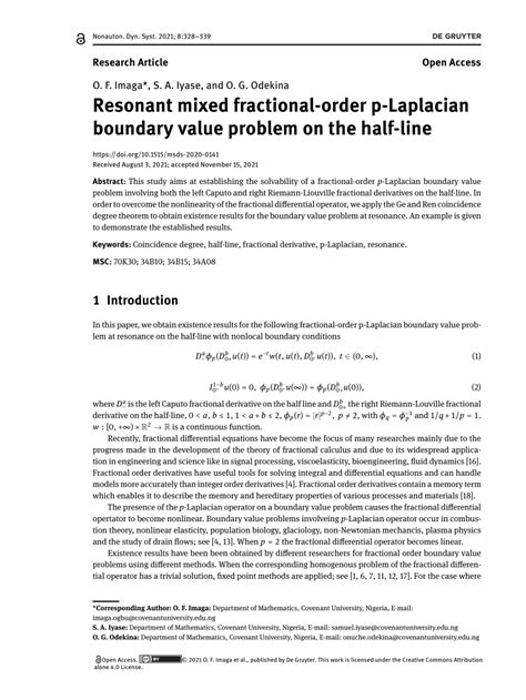 pdf resonant mixed fractional order p laplacian boundary value problem on the half line