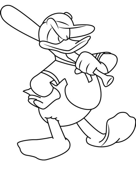 Desenhos De Pato Donald E Beisebol Para Colorir E Imprimir