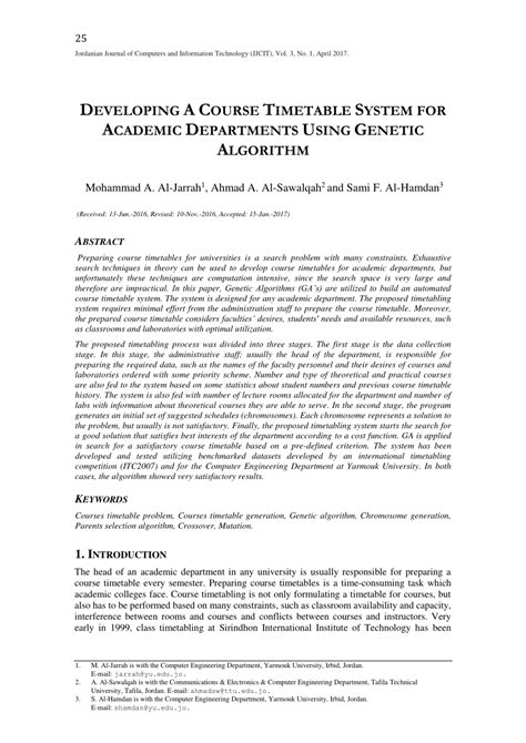pdf developing a course timetable system for academic departments using genetic algorithm