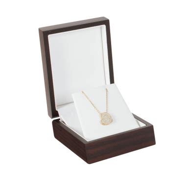 Écrin boucles d oreilles pendentif bois vernis mat marron foncé