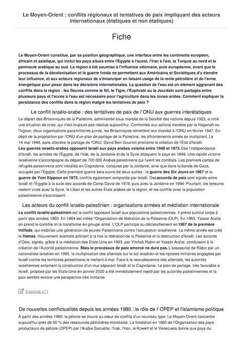 Geopolitique Sciences Politiques Le Moyen Orient Conflits Regionaux Et