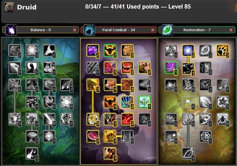 PVE DPS FERAL DRUID TALENT GLYPHS GUIDE WOW CATACLYSM 4 3 4 WoW