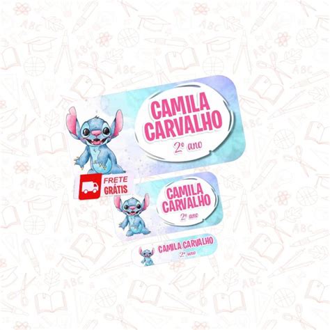 Etiqueta Escolar Stitch 110un Frete Grátis Elo7