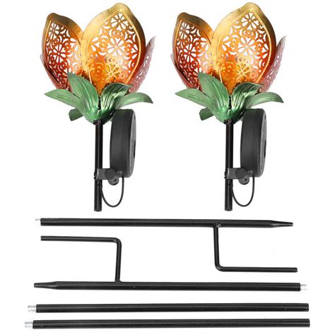 2Pcs Solar Bloem Lamp Smeedijzeren Holle Light Out Grandado