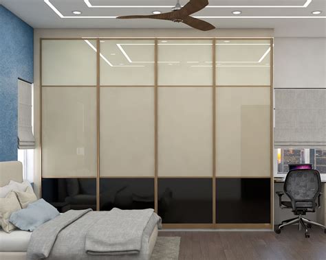 Sliding Door Wardrobe Design With A Glossy Finish Livspace
