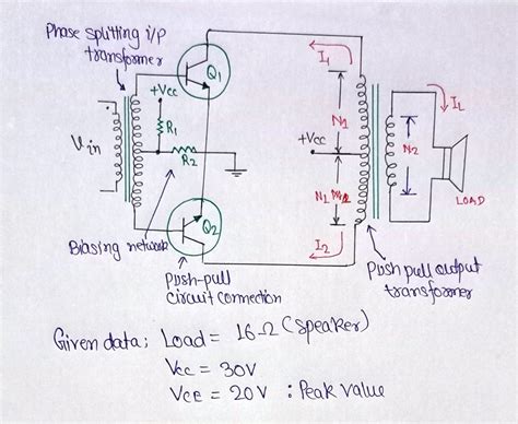 Class B Push Pull Amplifier Circuit Diagram