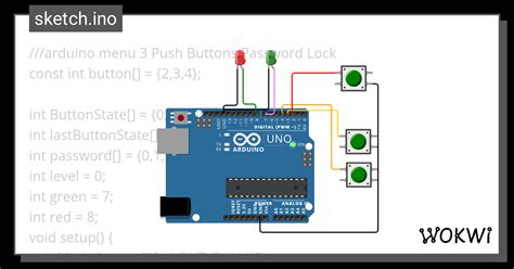 Arduino Menu 3 Push Buttons Password Lock Copy Wokwi ESP32 STM32