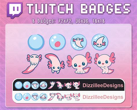 Axolotl Twitch Badges Twitch Sub Badges Twitch Subscriber Etsy